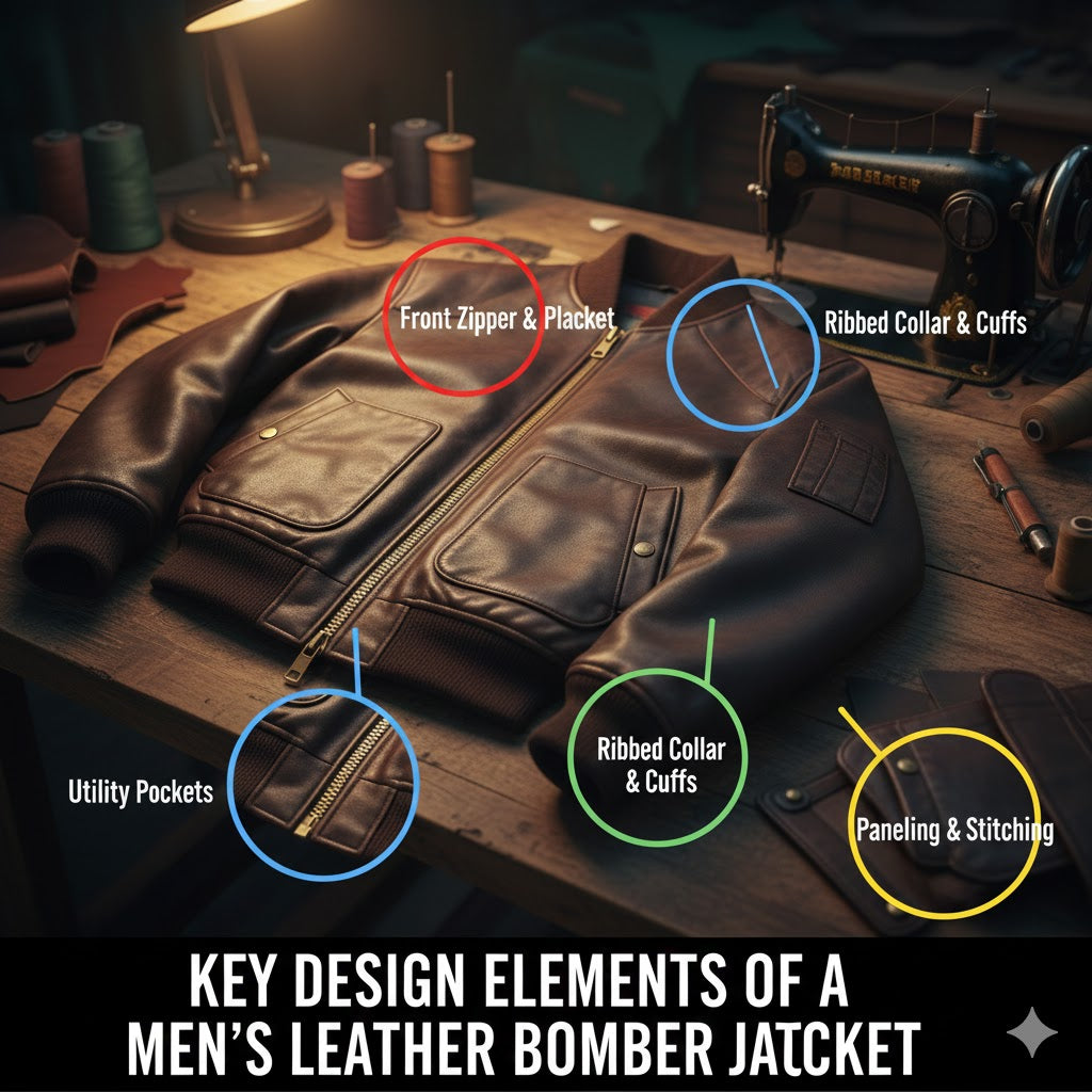 Key Design Elements of a Men’s Leather Bomber Jacket